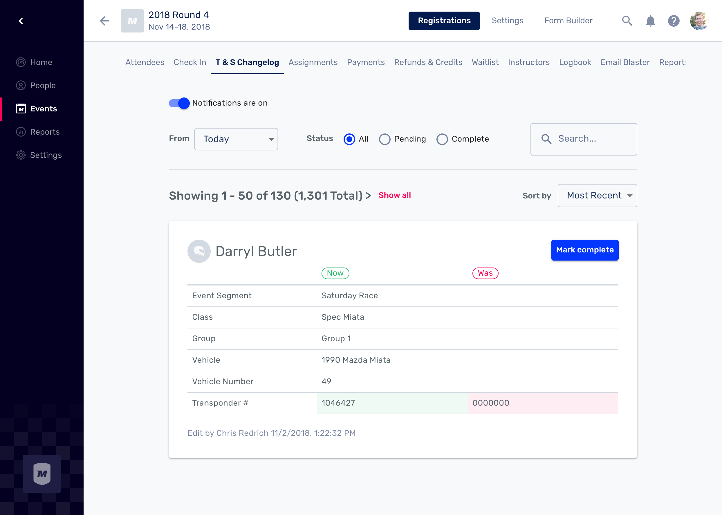 How to use the timing & scoring changelog